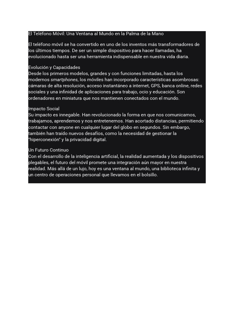 Teléfonos Móviles: Evolución y Impacto | PDF | Smartphone | Teléfonos ...