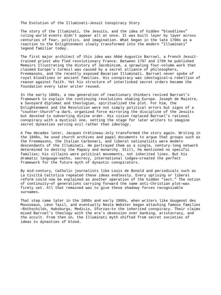The Evolution of the Illuminati–Jesuit Conspiracy Story 1 | PDF
