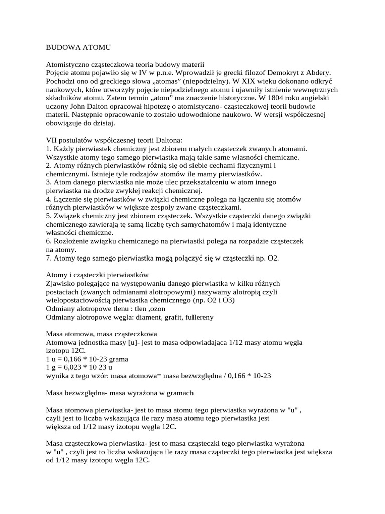 Budowa Atomu | PDF