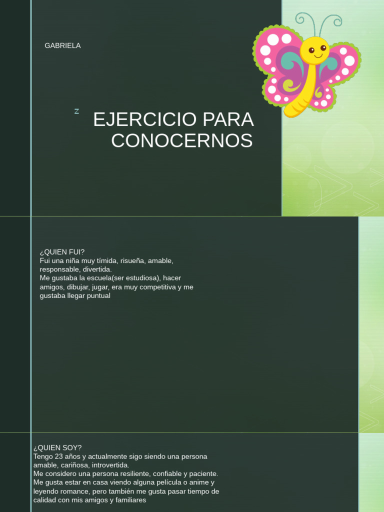 Ejercicio para Conocernos Gabriela Cordova | PDF