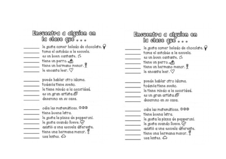 Encuentra A Alguien en Clase | PDF