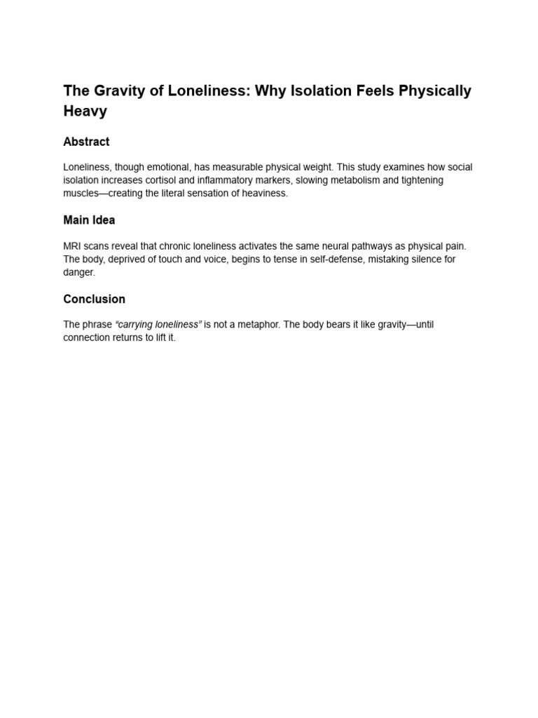 The Gravity of Loneliness - Why Isolation Feels Physically Heavy | PDF