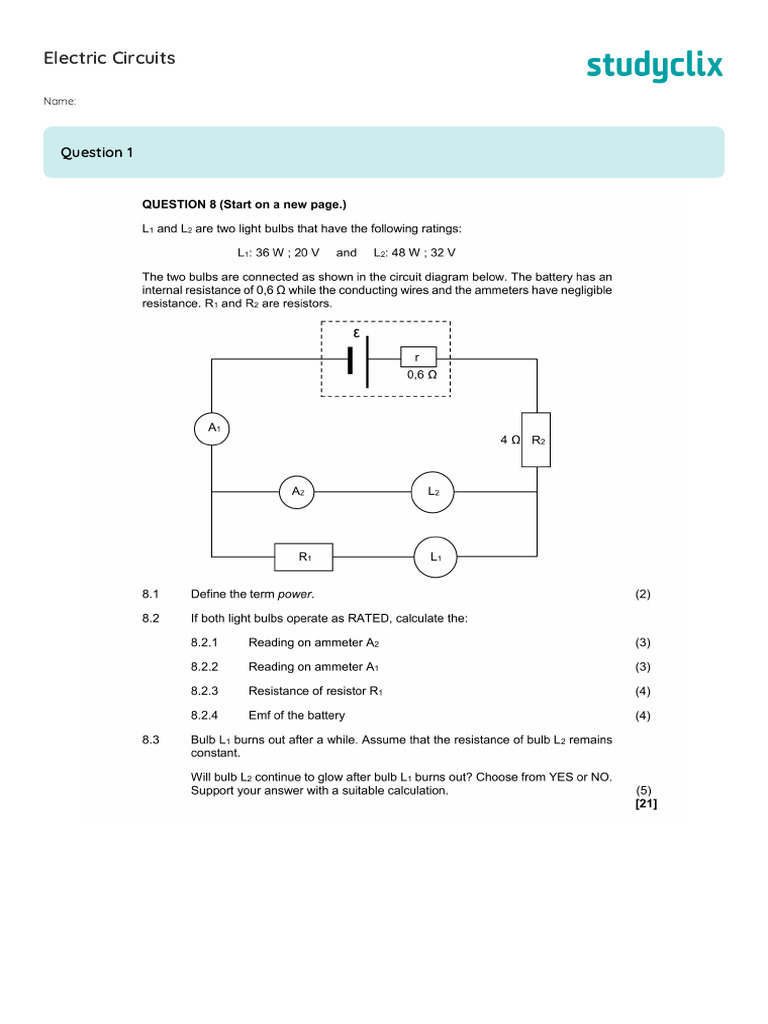 Electric Circuits Questions | PDF