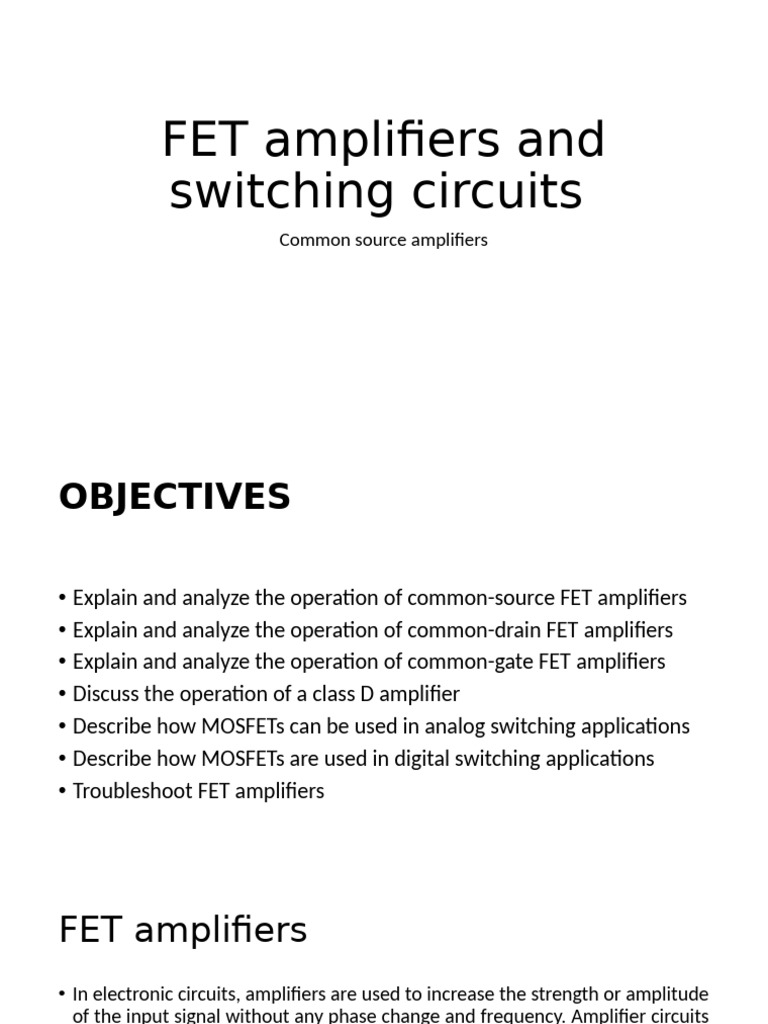 FET Amplifier Circuit Analysis | PDF | Amplifier | Field Effect Transistor