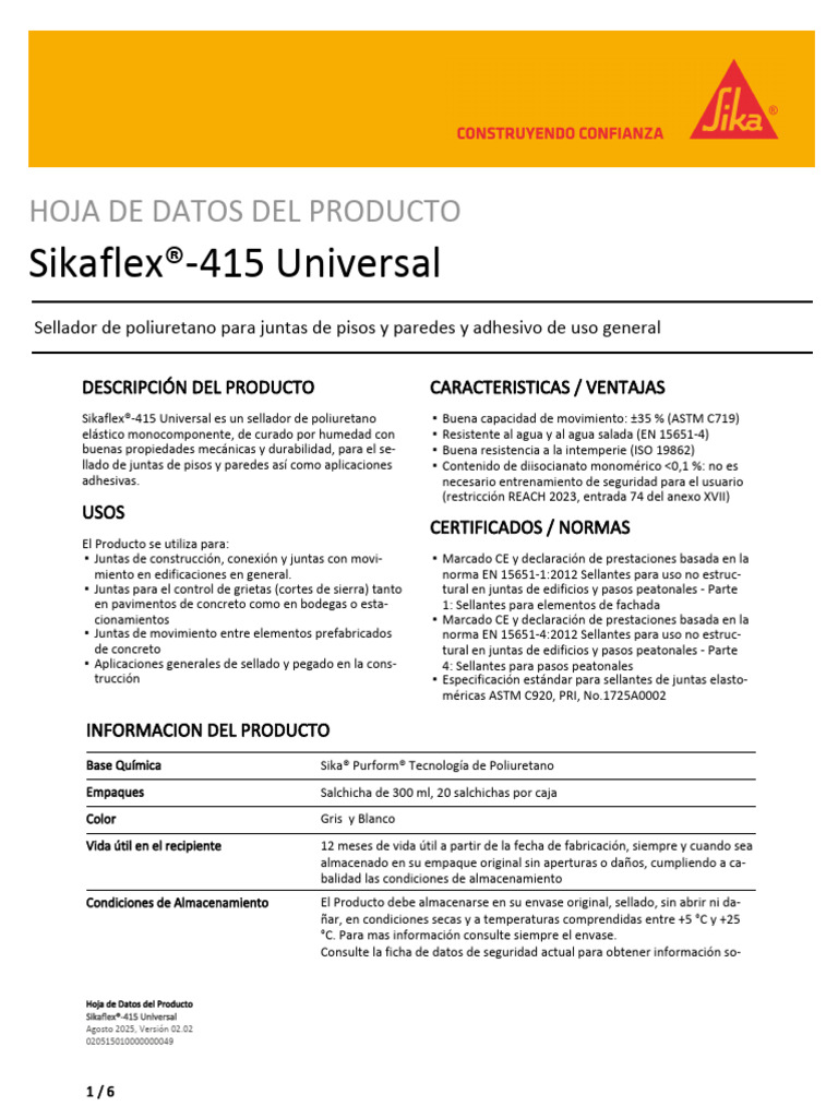 F.T - Sikaflex Universal | PDF | Poliuretano | Pintar
