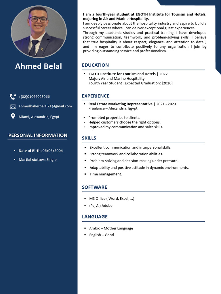 Fourth-Year Air and Marine Hospitality Student | PDF