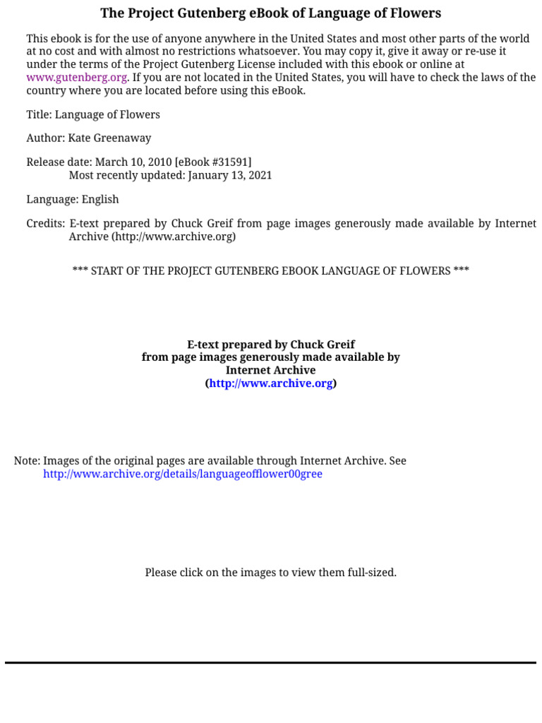 The Project Gutenberg Ebook of Language of Flowers, by Kate Gree | PDF ...