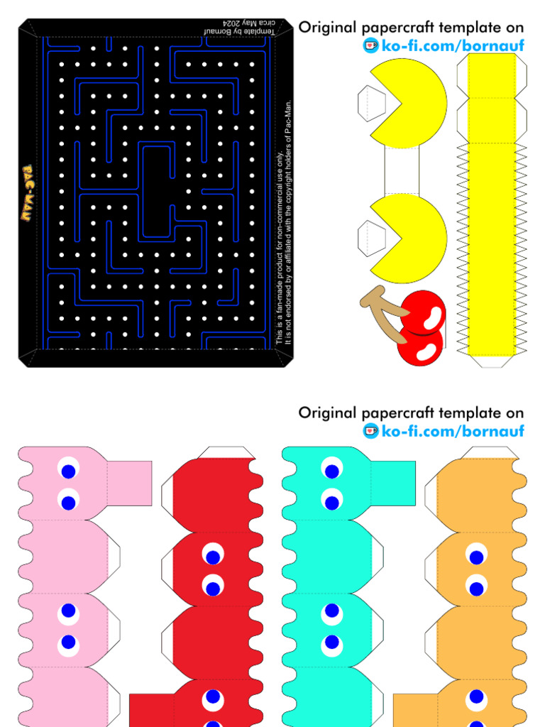 Pac-Man Papercraft Template by Bornauf | PDF