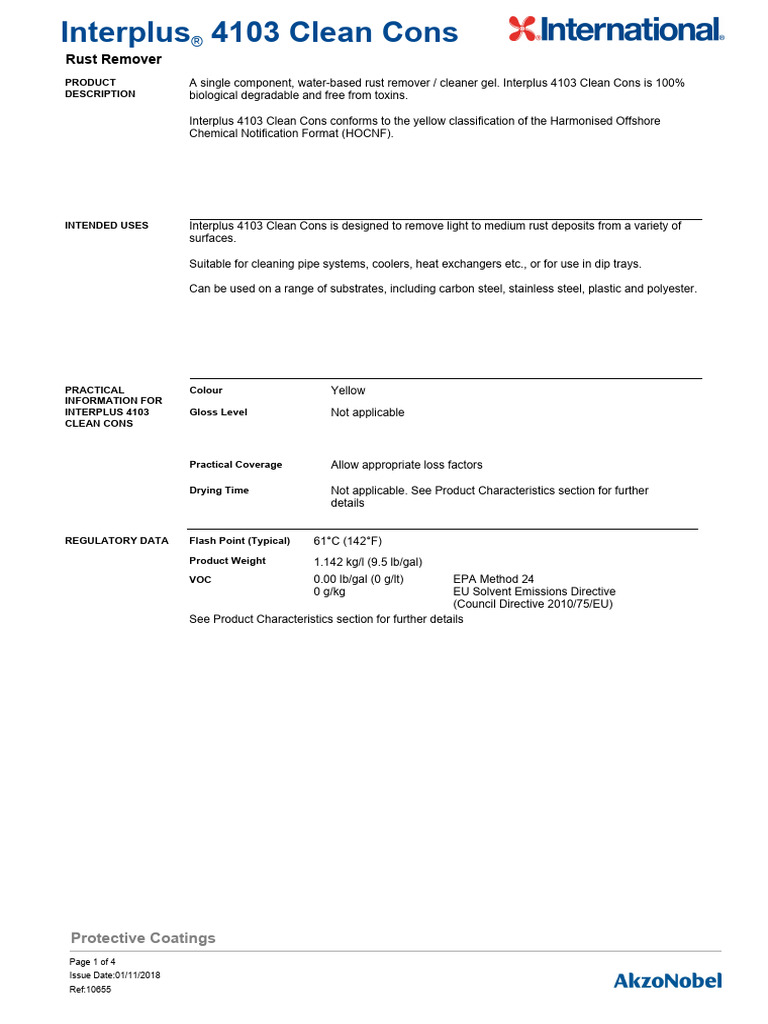 Interplus 4103 Clean Cons Eng A4 20181101 | PDF | Water | Rust