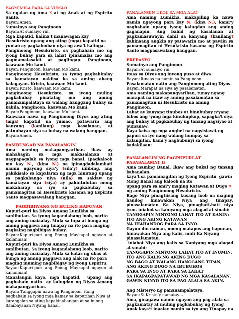 Pagmimisa Yumao Minni | PDF