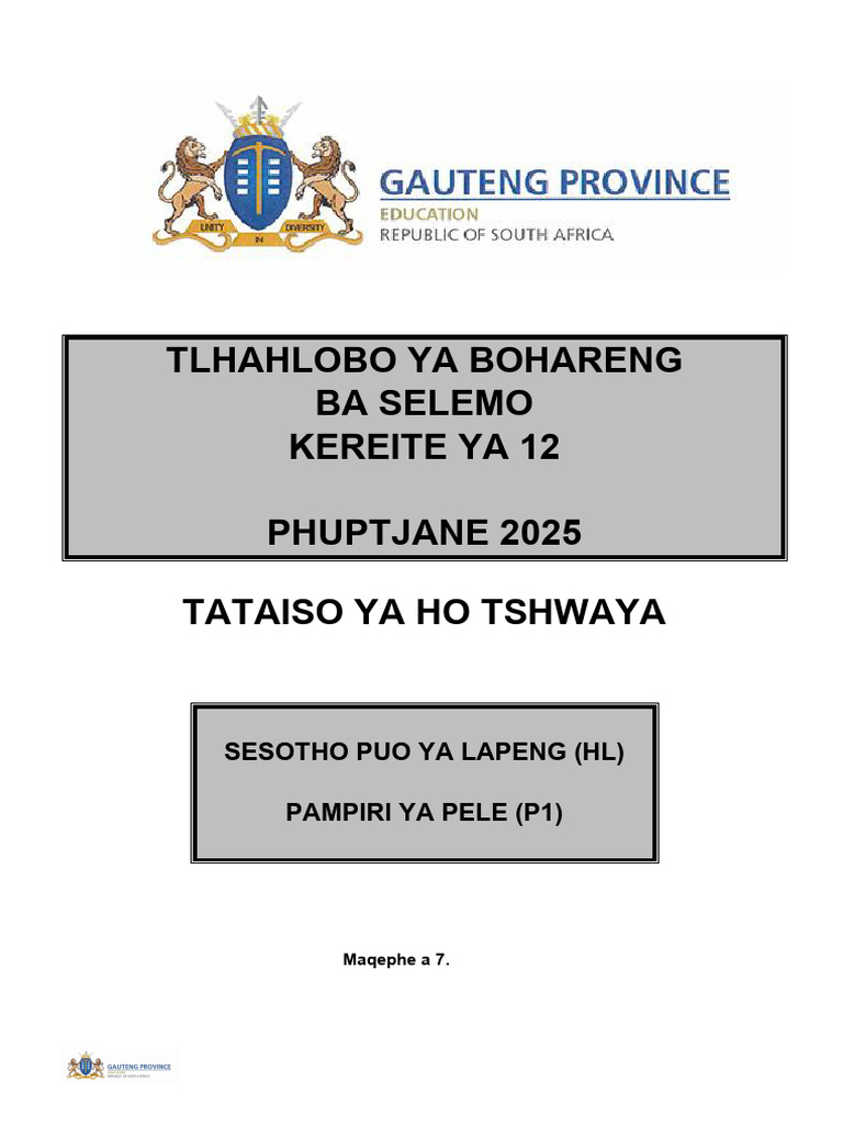 Official Sesotho Marking Guideline | PDF