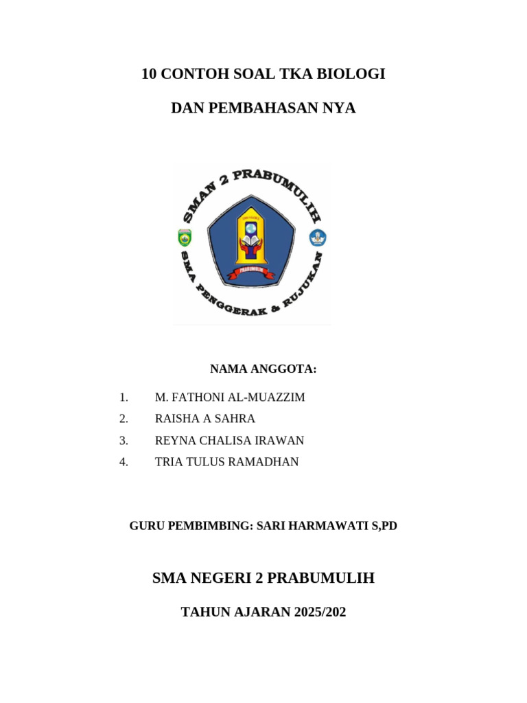 10 CONTOH SOAL TKA BIOLOGI DAN PEMBAHASANNYA | PDF