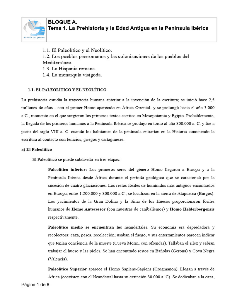 TEMA 1. La Prehistoria y La Edad Antigua en La PenÃ - Nsula IbÃ©rica | PDF | Cartago antigua