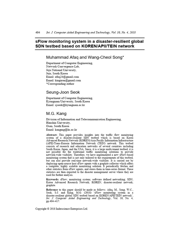 SFlow Monitoring System in A Disaster Re | PDF | Computer Network | Network Switch