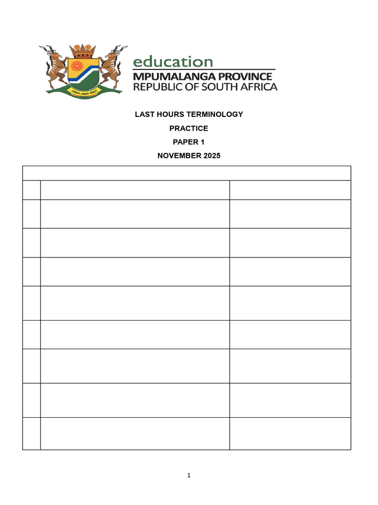 Biology Terminology Practice Paper | PDF | Brain | Hormone