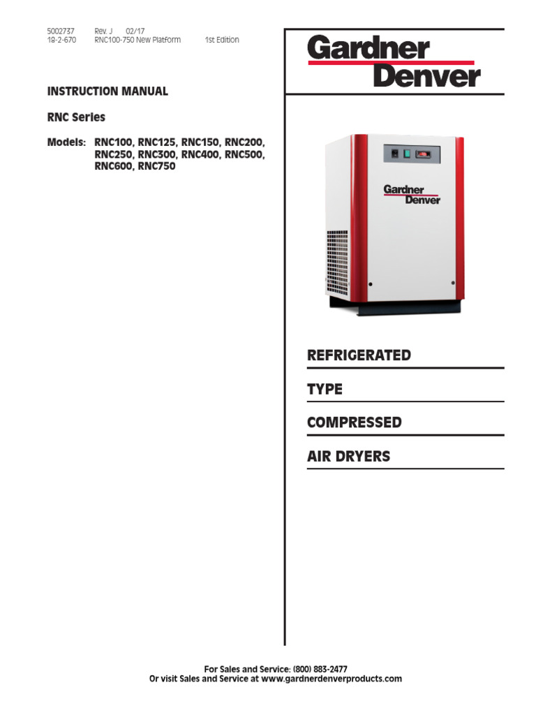 RNC Series Refrigerated Air Dryer Manual | PDF | Valve | Clothes Dryer