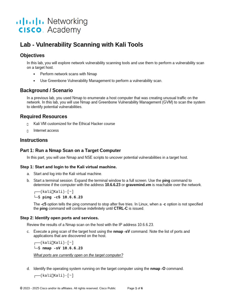 Kali Tools for Network Vulnerability Scanning | PDF | Business ...