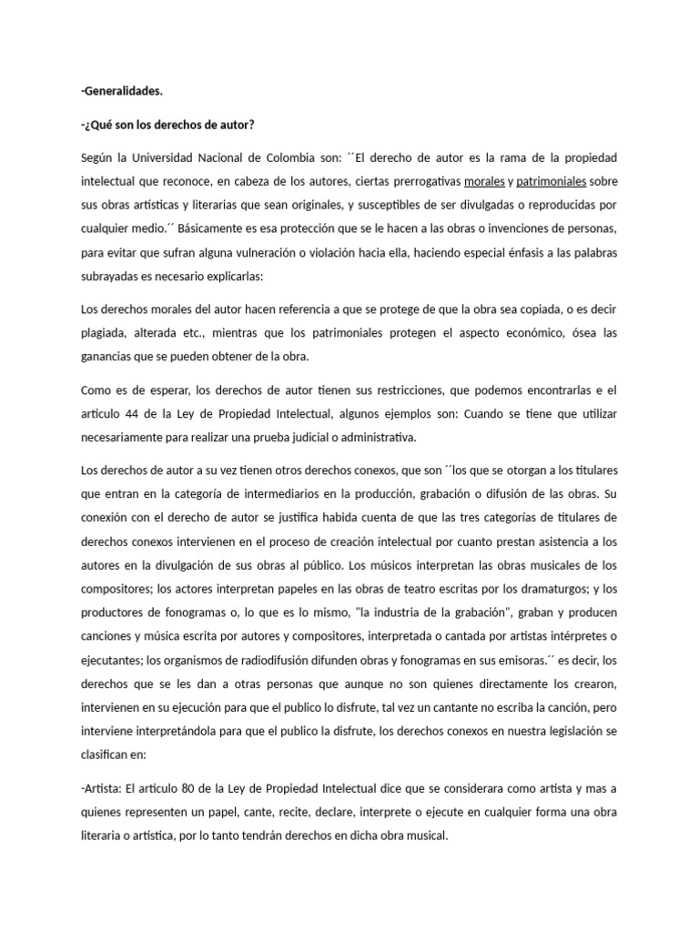 Derechos de Autor | PDF | Autor | Propiedad intelectual