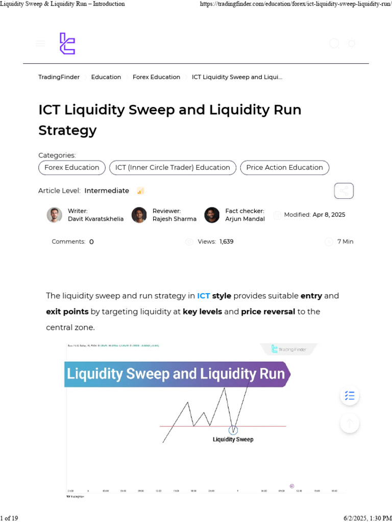 Liquidity Sweep & Liquidity Run – Introduction | PDF | Market Trend ...