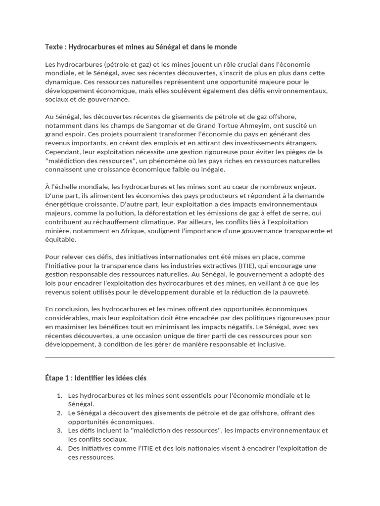 Hydrocarbures et mines : enjeux au Sénégal | PDF | Environnement ...