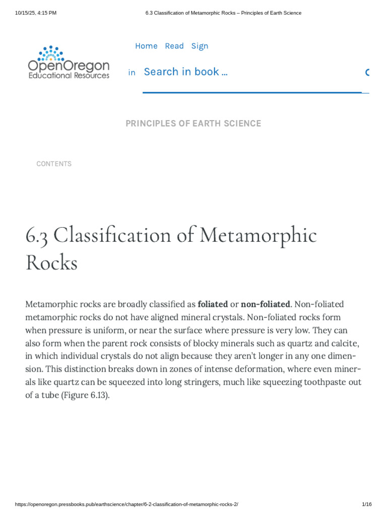 6.3 Classification of Metamorphic Rocks - Principles of Earth Science ...