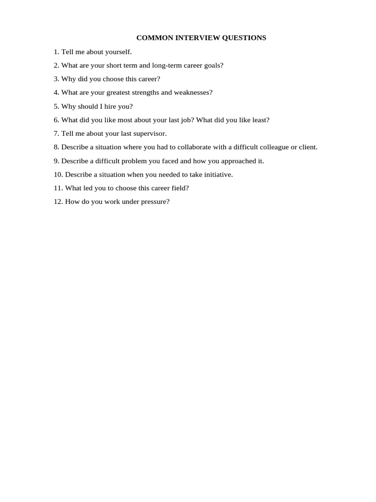 Common Interview Qs | PDF