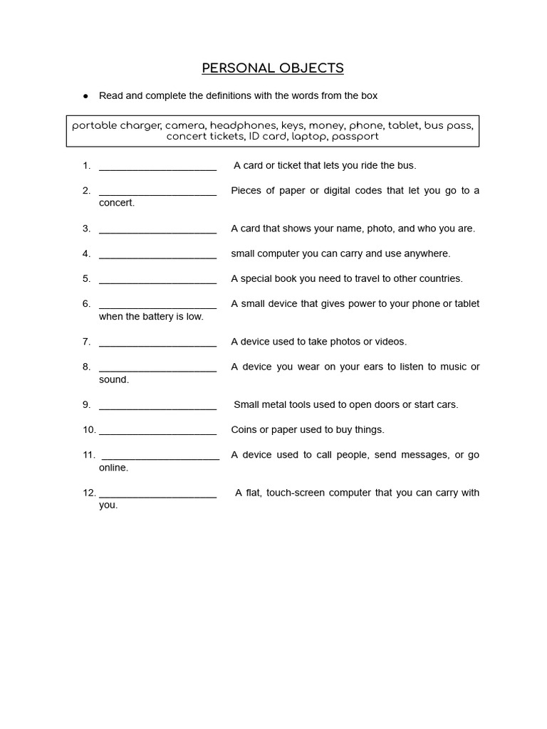 Personal Objects | PDF