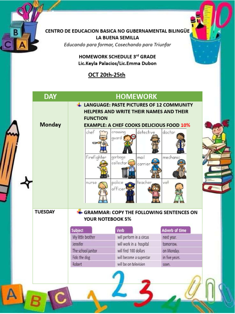 Homework Third Grade Oct20-25 | PDF