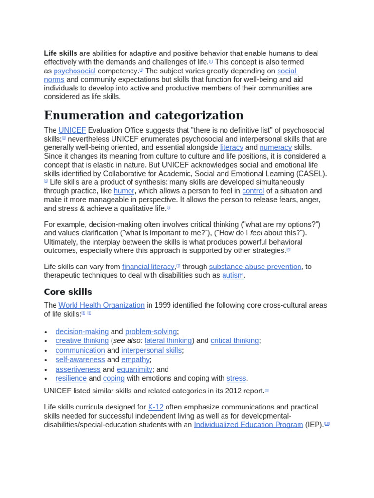 Life skills | PDF | Life Skills | Cognition