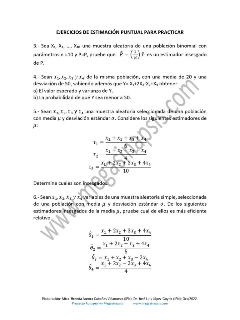 Ejs Estimación Puntual | PDF