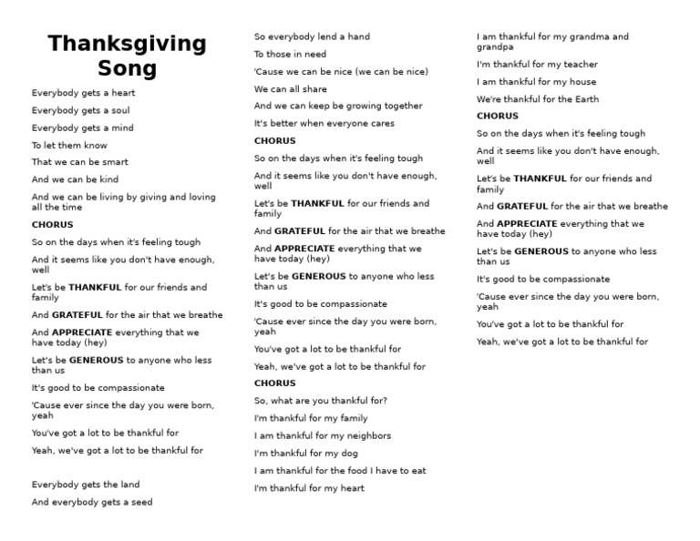 Thanksgiving Lyrics | PDF | Sound Recording | Albums