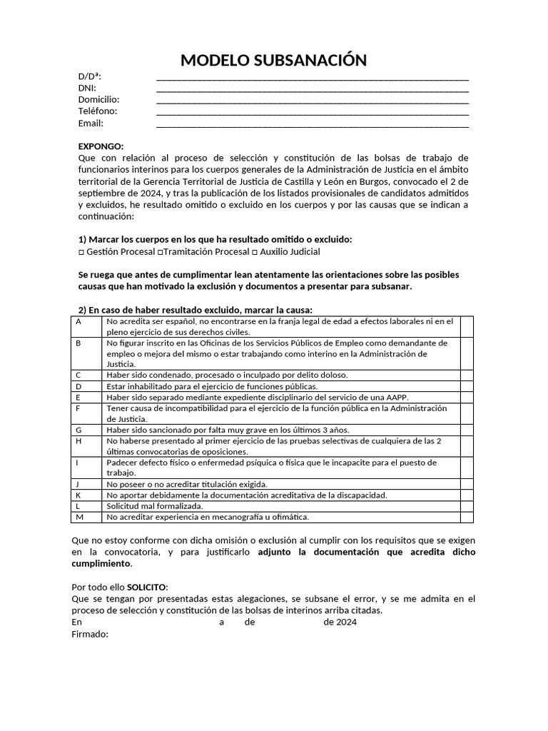 Modelo Subsanación | PDF | Justicia | Crimen y violencia