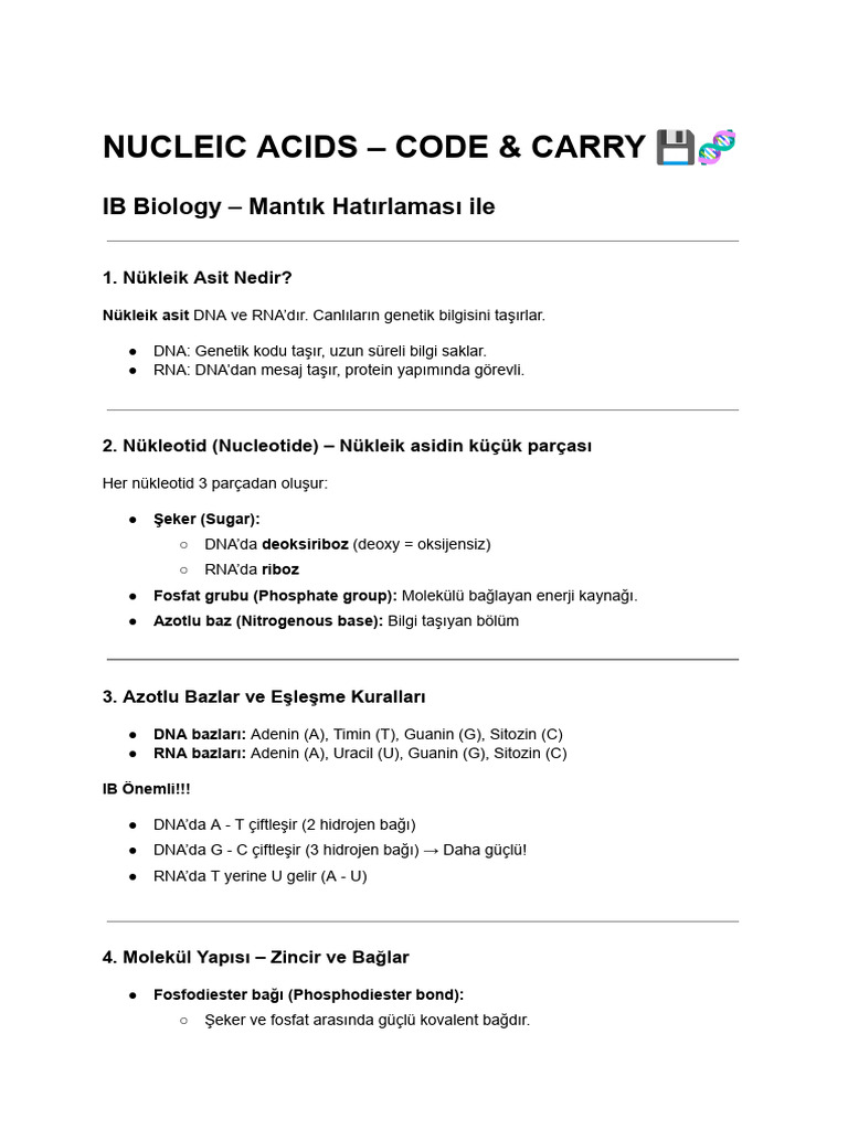 Nucleic Acids - Code & Carry ?? | PDF