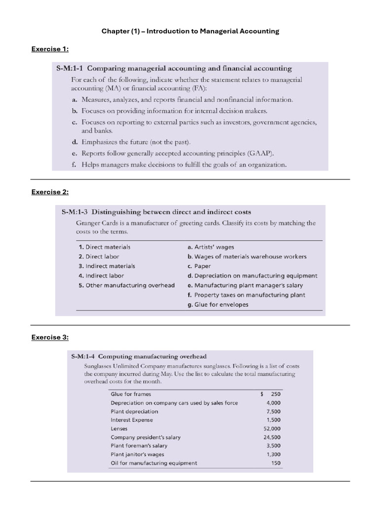 Chapter 1 - Introduction To Managerial Accounting - DR Nihad | PDF