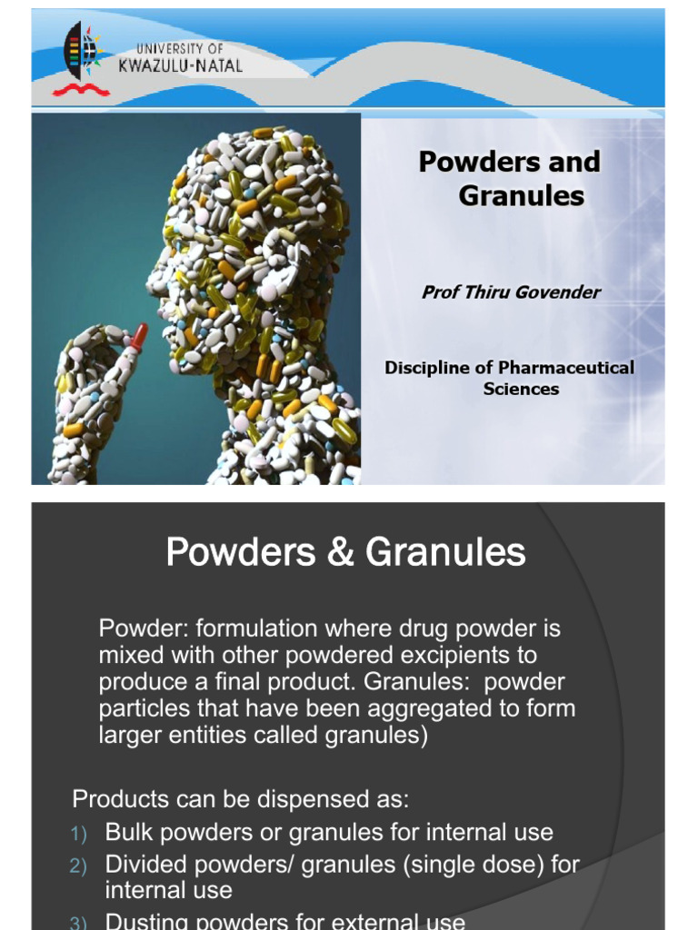 POWDERS AND GRANULES (3) | PDF | Tablet (Pharmacy) | Materials