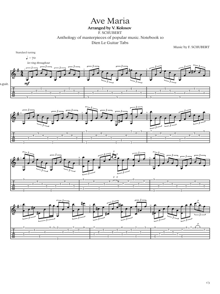 Ave Maria - Guitar Arrangement With Tab | PDF
