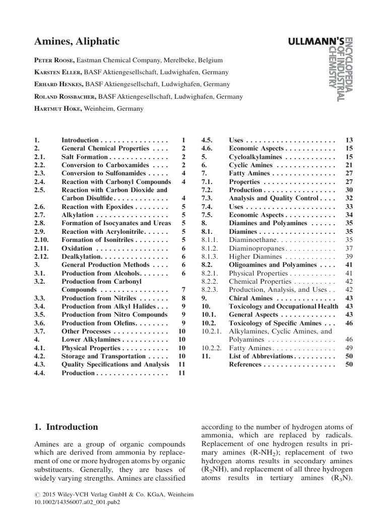 Aliphatic Amines: Properties and Uses | PDF | Amine | Molecules
