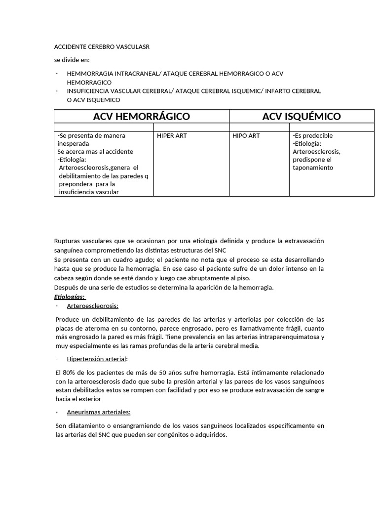 ACV resumen | PDF | Carrera | Enfermedades y trastornos humanos