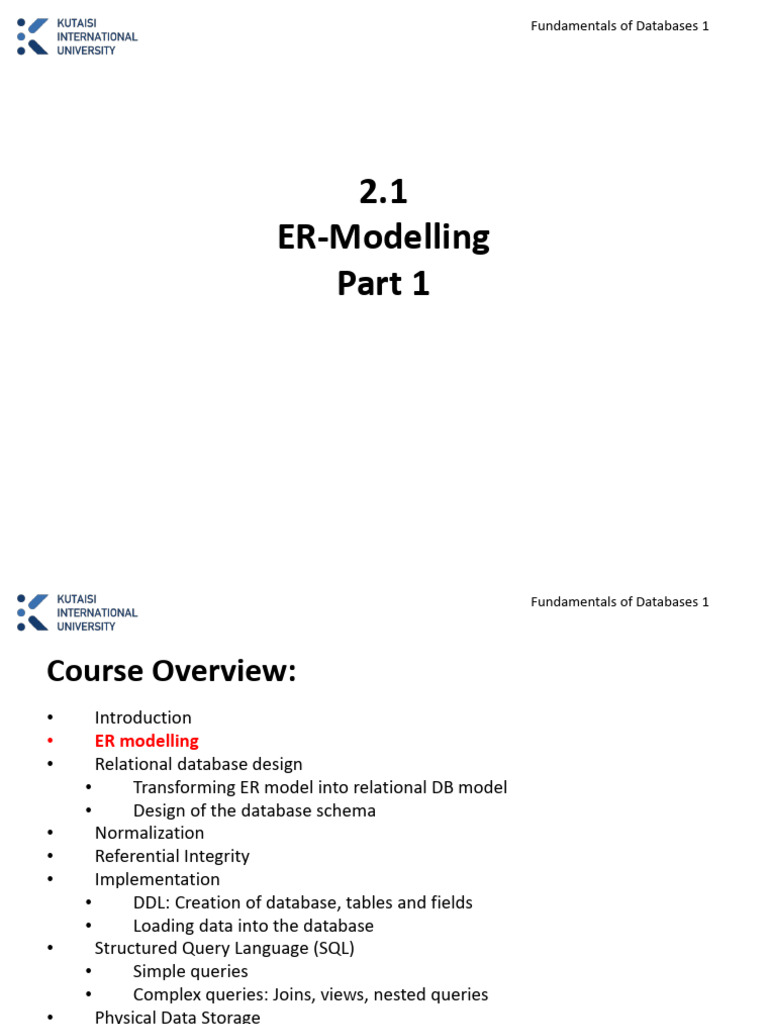 2025.2.1.ER Modelling - Part1 | PDF | Databases | Relational Database