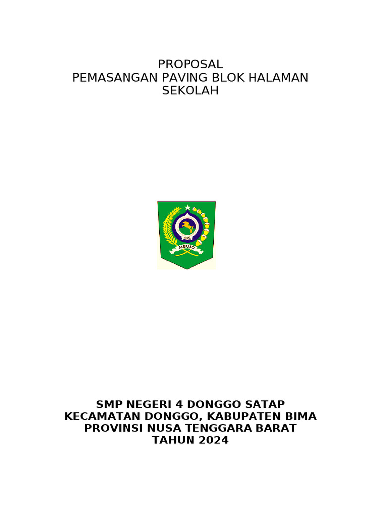 Proposal Pemasangan Paving Blok SMPN 4 | PDF