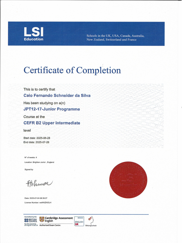 Certificado B2 LSI | PDF