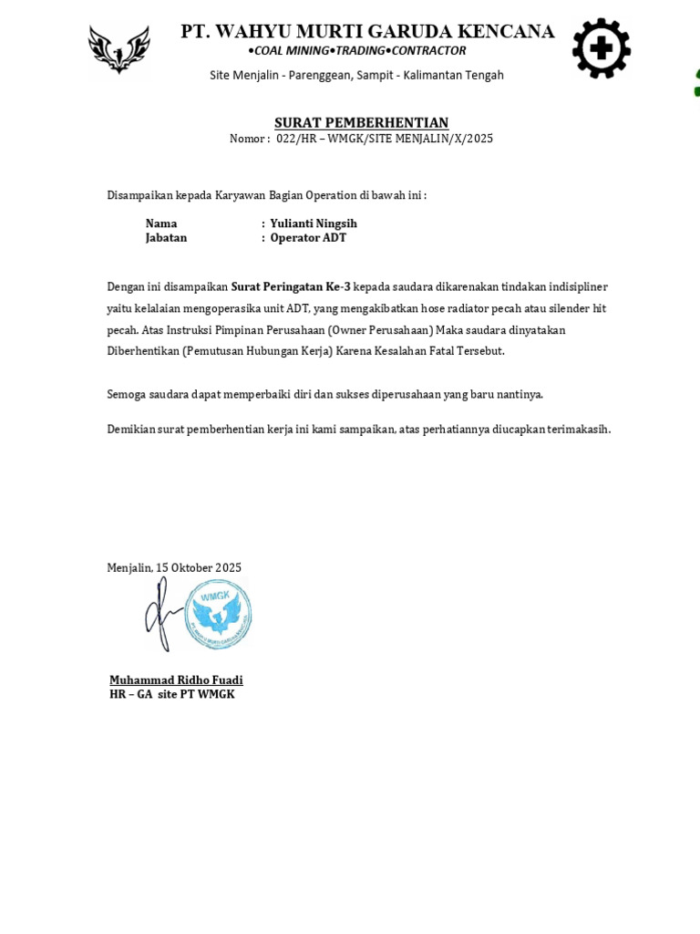 Surat SP 3 Yuli Op ADT | PDF