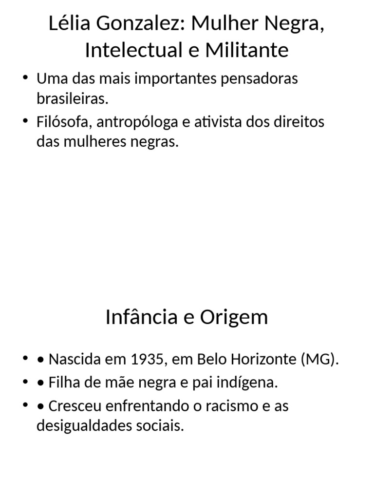 Lélia Gonzalez: Legado e Luta Feminista | PDF | Educação em Artes Liberais