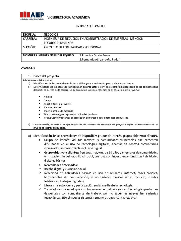 Pep801 Entregable Parte I Francisca Ovalle-Fernanda Argandoña | PDF ...