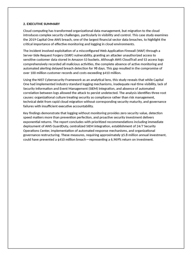 Capital One AWS Breach Case Study | PDF | Cloud Computing | Computer ...