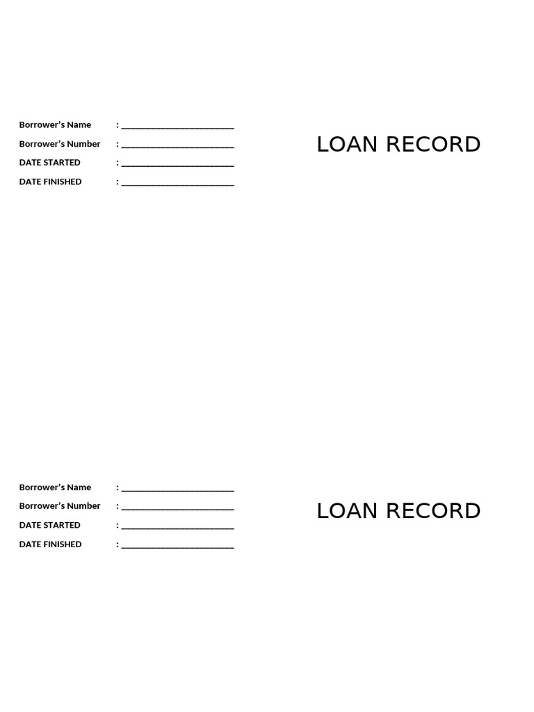 Loan Record Template for Borrowers | PDF