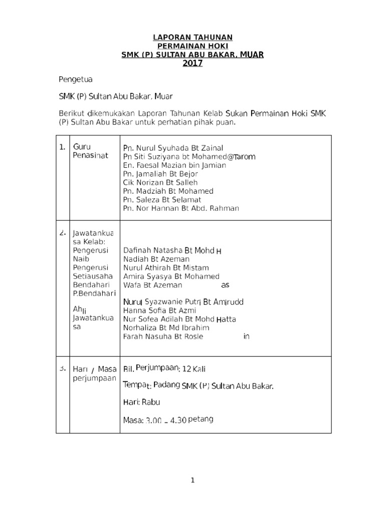 Laporan Tahunan Hoki | PDF