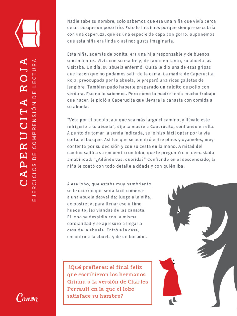 Caperucita Roja 80 ejercicios de compresión de lectura (2) | PDF ...