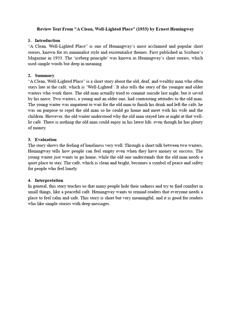 A Clean Well-Lighted Place | PDF