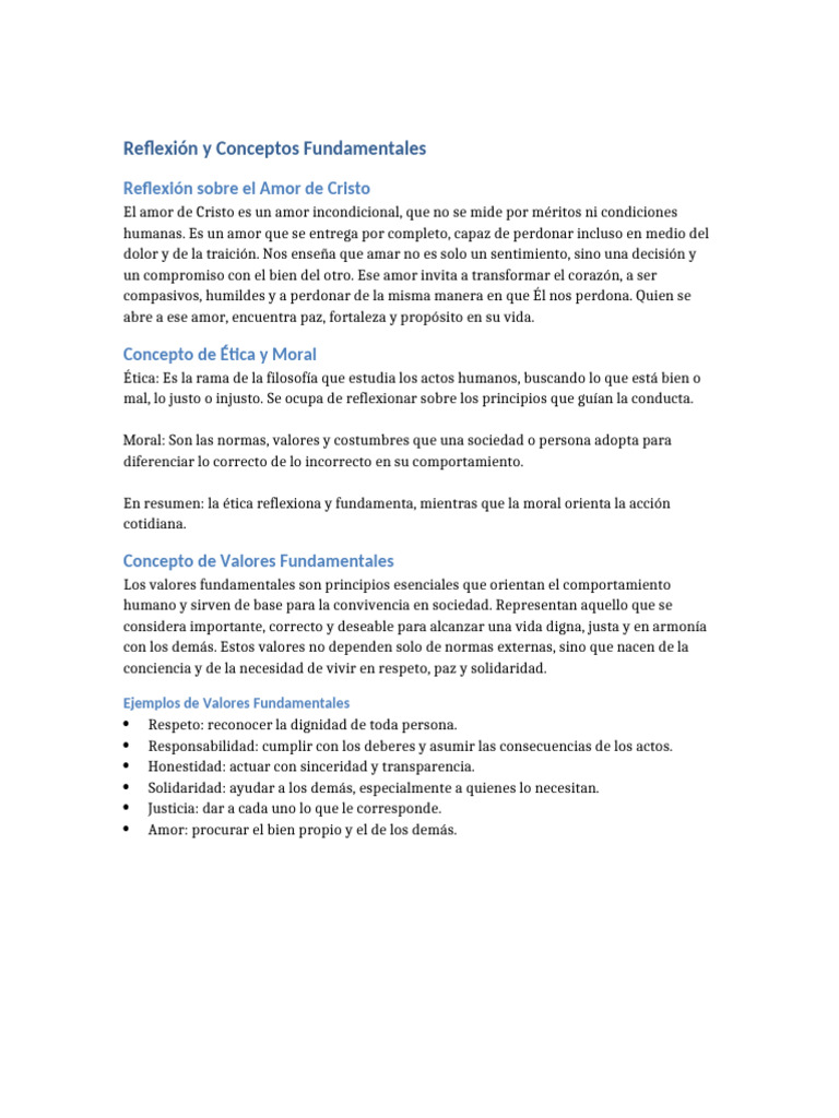 Reflexion Amor Etica Valores (1) | PDF